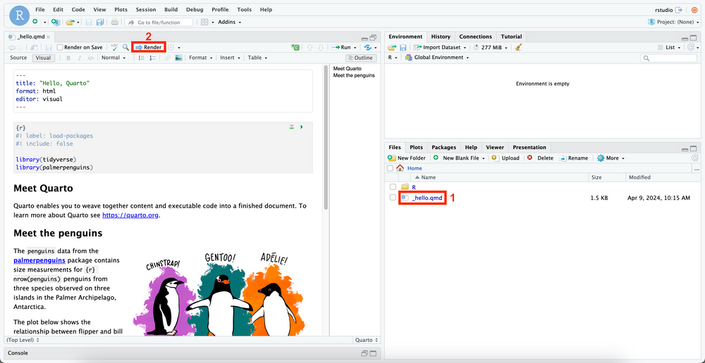 How to install and use Quarto with RStudio on a RONIN Machine