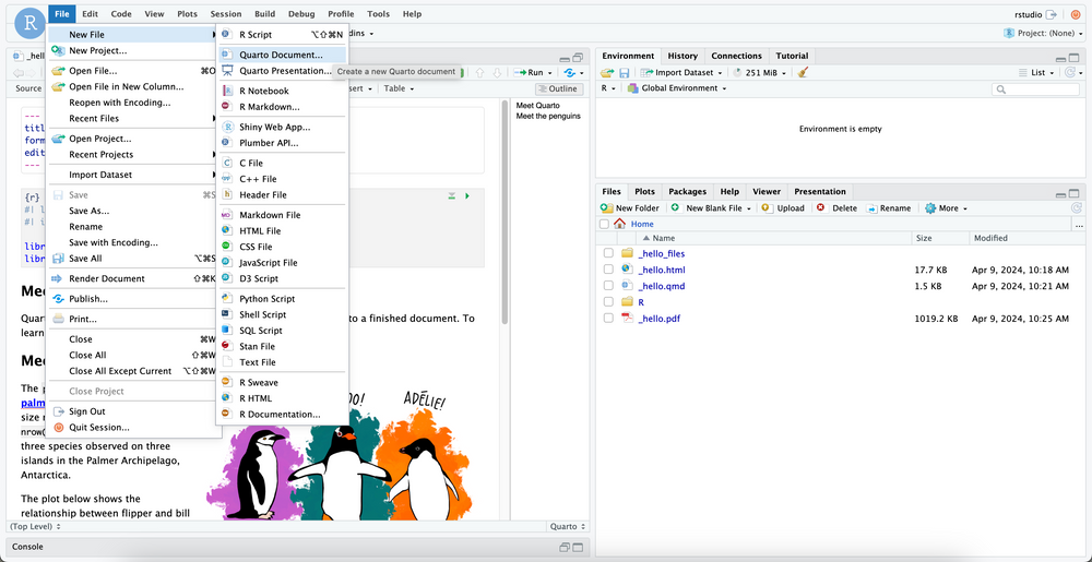 How to install and use Quarto with RStudio on a RONIN Machine
