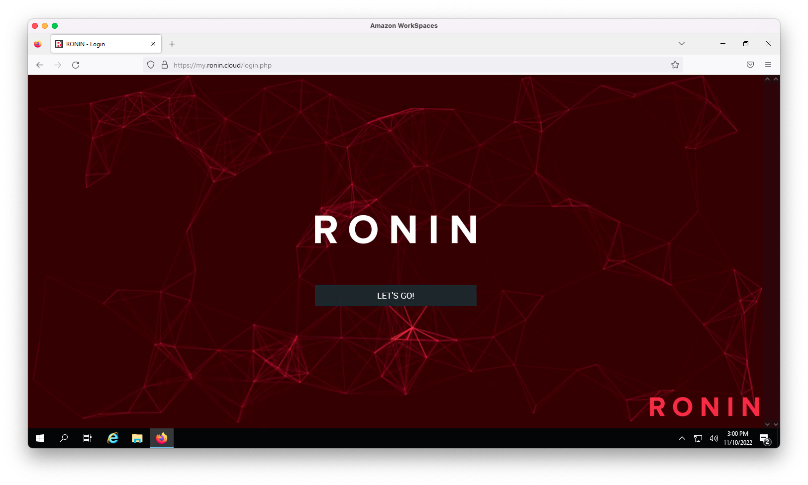 Logging in to your RONIN Isolate AWS WorkSpace