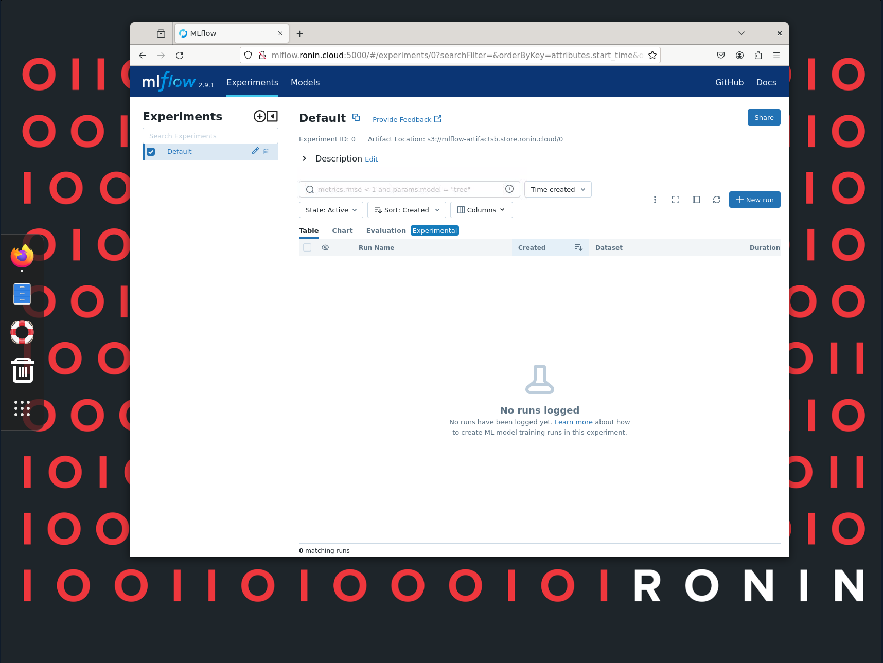 Creating an MLFlow server in RONIN Creating an MLFlow server in RONIN
