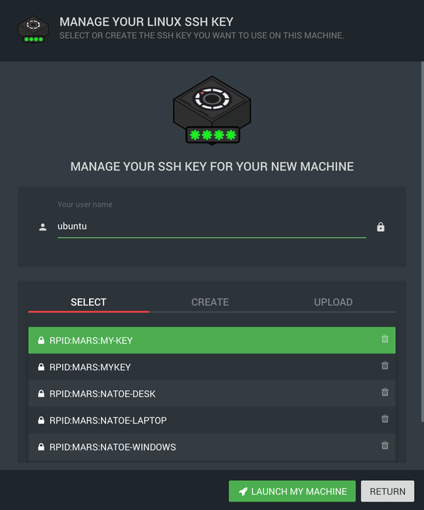 Create a machine with RONIN